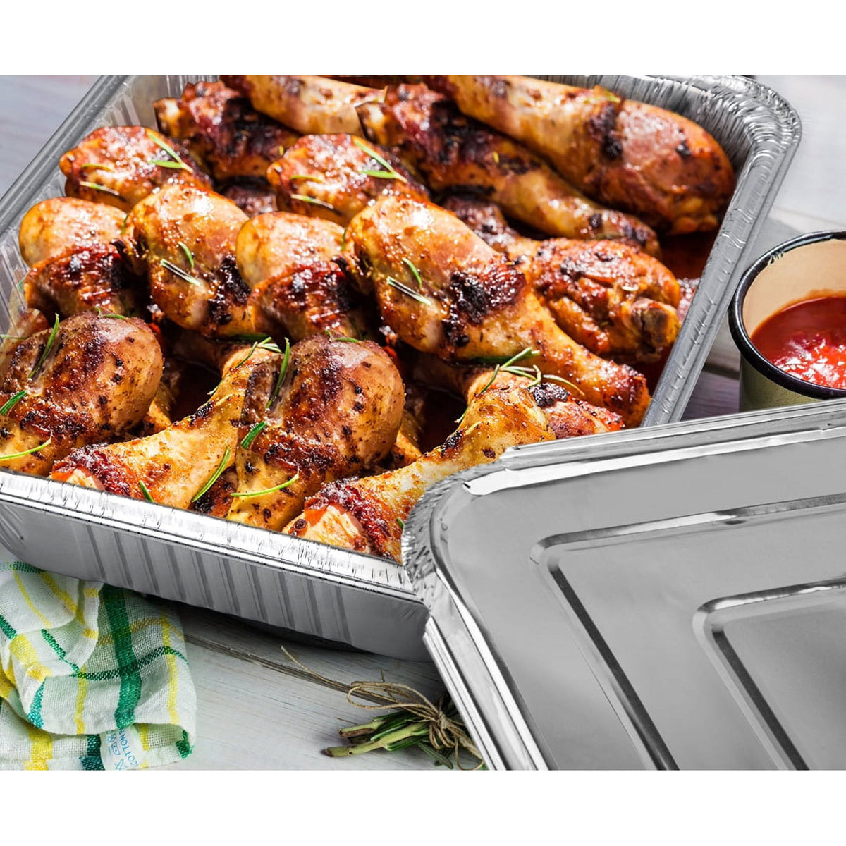 Treamon Aluminum Foil Pans with Lids, Disposable Tin Pans, 9" x 13" 20